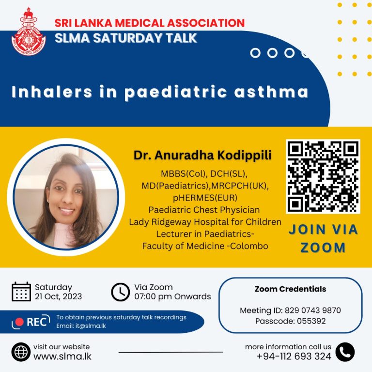 SLMA Saturday Talk - Sri Lanka Medical Association